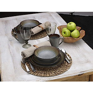 Pfaltzgraff 5237442 Monroe 16-Piece Porcelain Dinnerware Set, Dark Gray (Pack of 16)