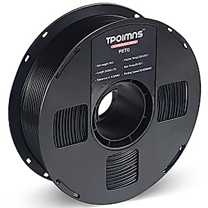 TPOIMNS PETG Filament 1.75mm, 3D Printer Filament, 1kg Roll Spool(2.2lbs), Dimensional Accuracy +/- 0.02 mm, Compatible with Most FDM 3D Printers, Black