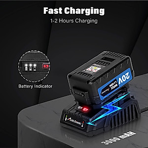 AVID POWER 20V Cordless Angle Grinder w/4.0A Battery & Fast Charger Bundle with 20V Cordless Impact Wrench w/Max Torque 330 ft lbs (450N.m)