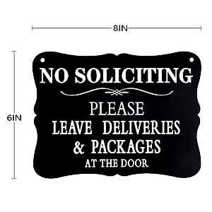 WaaHome Please Leave Deliveries and Packages At The Door Sign, No Soliciting Sign for House Home Door Business, 6''x8''