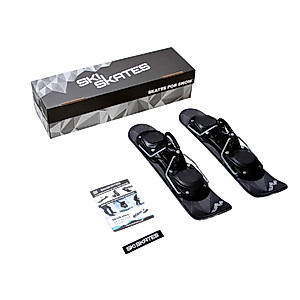 Skiskates - Short Mini Ski Skates for Snow | Skating Skis Snowblades Skiboards | Ice Skates for Snow | Shortest Skis Ever (Black | for Ski Boots)