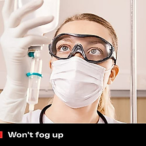 NoCry Anti Fog Safety Goggles for Men with Premium Anti Scratch Coating - Perfect Work Goggles with Adjustable Headband; ANSI Z87.1 Safety Goggles; Science Goggles or Chemistry Safety Glasses