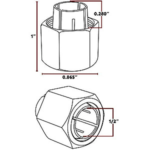Thaekuns 1/2" Router Collet fit for Dewalt 326286-03, Bosch 2610906284,Big Horn 19693 & Hitachi 325-199, 323-421, RC050DW