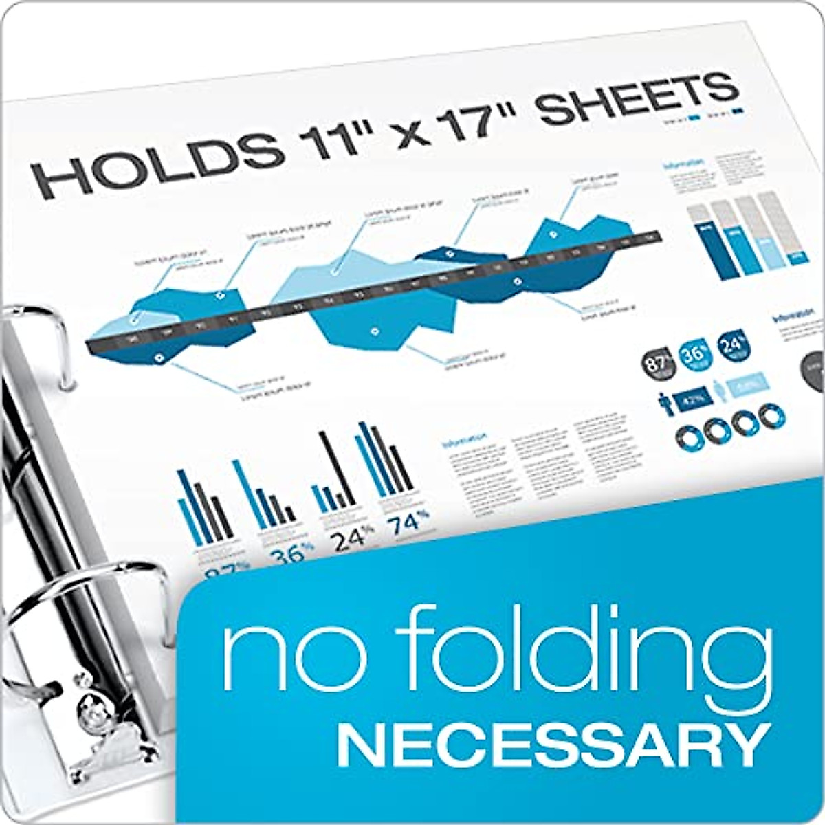 Cardinal® Slant-D® Ring 11" x 17" Tabloid ClearVue™ Binders, 2" Rings, 63% Recycled, White