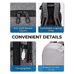 BAGSMART Camera Bag, DSLR SLR Camera Backpack Fits 13.3 Inch Laptop, Anti-theft Photography Backpacks with Rain Cover Tripod Holder, Grey