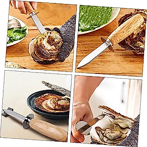 Angoily Seafood Tools 2pcs Stainless Steel Oyster Knife Oyster Shucker Shell Cutter Kitchen Supplies Stainless Steel, Wood Shelled Shell Knife Oyster Shucking Tools Oyster Cutter