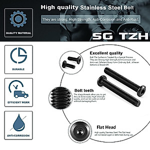 M6 x 80mm 20Pcs Flat Head Hex Socket Cap Screws Bolts, 304 Stainless Steel 18-8, Partially Threaded, Black Oxide by SG TZH (with Hex Spanner)