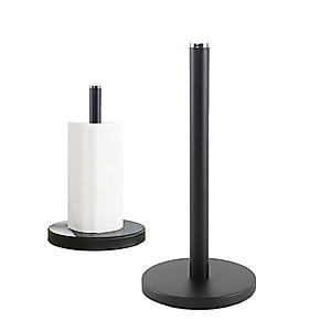 Hesalux Paper Towel Holder Black Matte - Stainless Steel Kitchen Paper Towel Stand, Kitchen Roll Dispenser for Any Kitchen or 15.5x4.6x29.2 cm