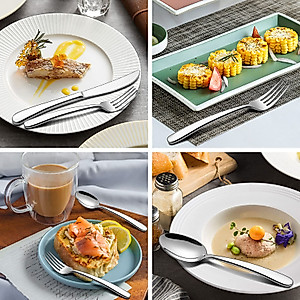 LIANYU 60-Piece Heavy Duty Silverware Set, Stainless Steel Flatware Cutlery Set for 12, Heavy Weight Eating Utensils Set for Home Restaurant Wedding, Dishwasher Safe, Mirror Polished