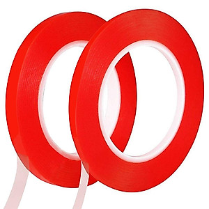 Pimoys 2mm / 3mm x 25m Double Sided Phone Repair Adhesive Tape, 2 Rolls Heat Resistant High Adhesion Transparent Acrylic Tape, LCD Screen Repair Sticker for Cell Phone Touch Screen Repair