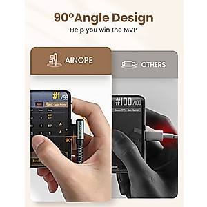 AINOPE USB C Cable 4-Pack [10/6.6/3.3/3.3ft] 3.2A Type C Charger Fast Charging Right Angle, USB C Charger Nylon Braided Compatible with Galaxy S10 S9 S8 Plus S21, Note 10 9 8, LG, Type C Cable