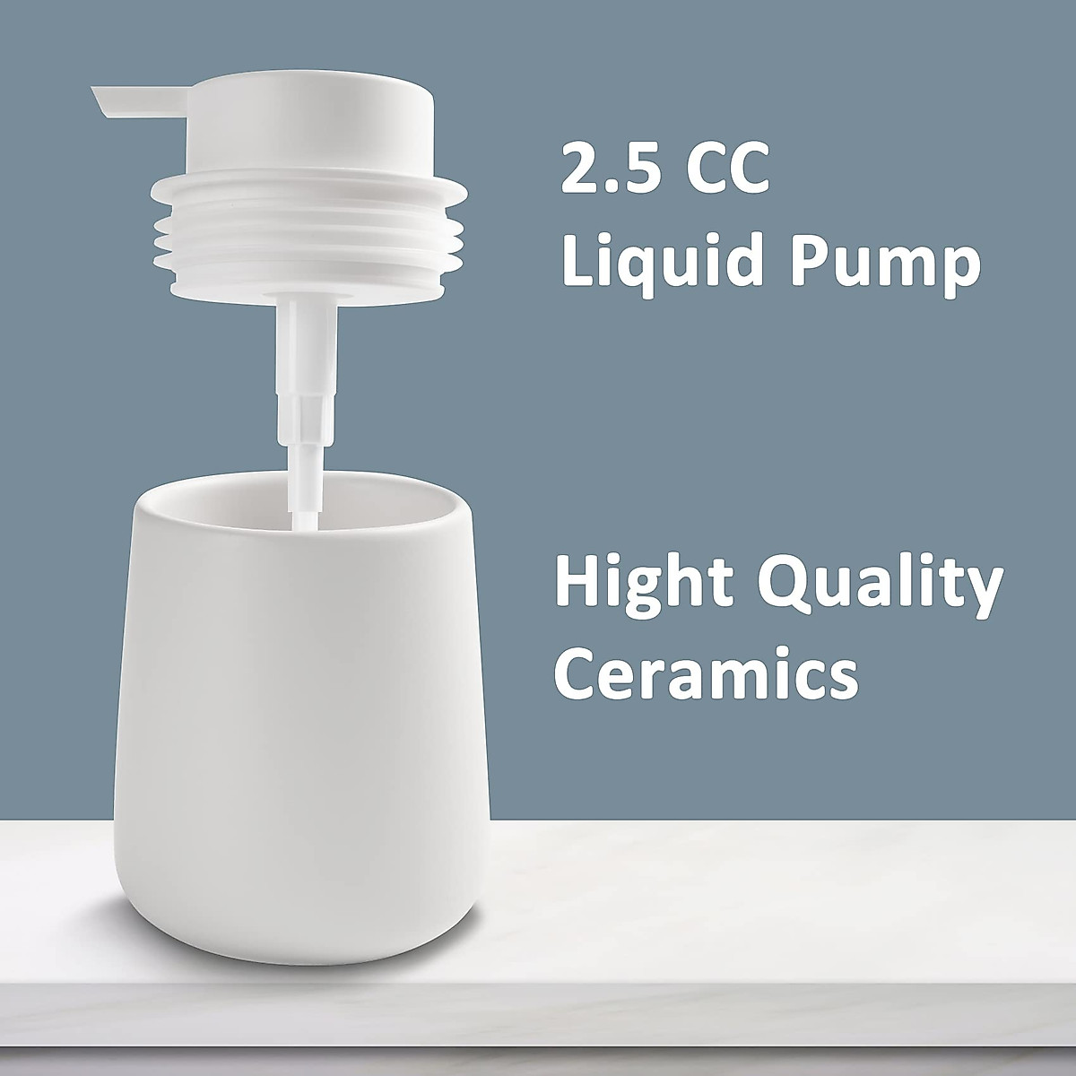 TOOZFO Soap Dispenser Ceramic with Easy-to-Press Pump Hand Lotion Liquid Dispenser for Shampoo Bathroom Kitchen 12 oz White