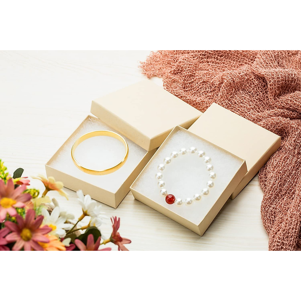 Magicool 20 Pack 3.5x3.5x1 Inch Cardboard Jewelry Boxes,Used for Necklaces,Bracelets,Earrings,Jewelry,Small Gift Packaging,Jewelry Gift Boxes with Lids and Filled with Cotton(Brown)