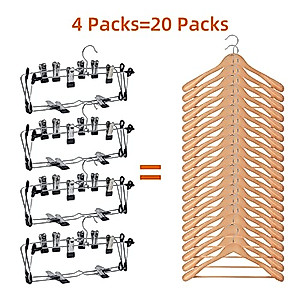 Fixwal Pants Hangers Space Saving, 4 Pack 5 Tier Anti-Rust Chrome Metal Skirt Hanger with Clips, 360 Swivel Hook, 5-on-1 Closet Storage Organizer for Clothes Leggings Trousers Skirts Ties Slacks Towel