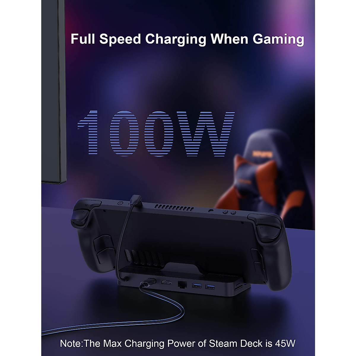 Steam Deck/Steam Deck OLED Dock with SD/TF Reader, NewQ 7-in-1 Dock with HDMI 2.0 4K@60Hz, 2 USB-A 3.0, 1000Mbps Ethernet, PD-in 100W Max, Compatible with USB C Devices