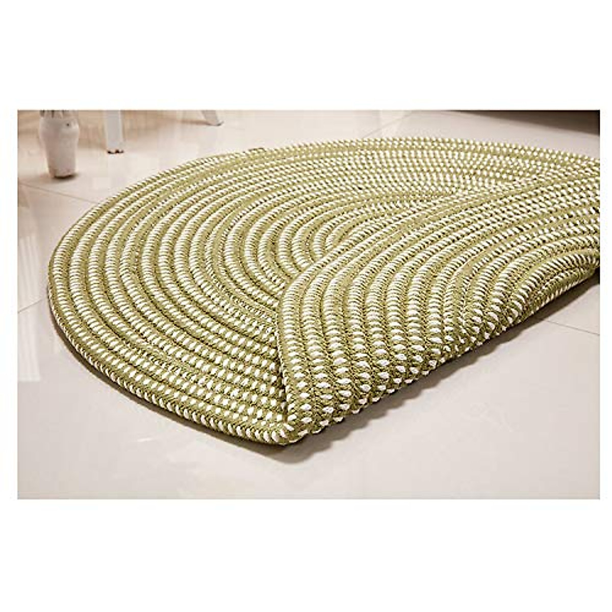 Hand Woven Round Area Rugs Living Room Bedroom Study Computer Chair Cushion Base Mat Round Carpet Lifts Basket Swivel Chair Pad Coffee Table Rug(2' Round, Green)