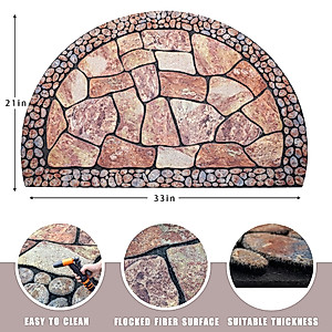 MANO Front Door Mat Outdoor Entrance, Heavy Duty Doormat Half Circle Rug for Outside Entry, Welcome Mat for Indoor Half Round Door Mats with Non Slip Rubber (21" x 33", Cobble)