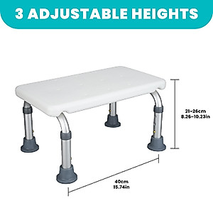 Bath Stool Shower Seat Non-Slip Shower Chair Adjustable Height Bathtub Bench for Elderly Disabled, Secure Bathing Solution