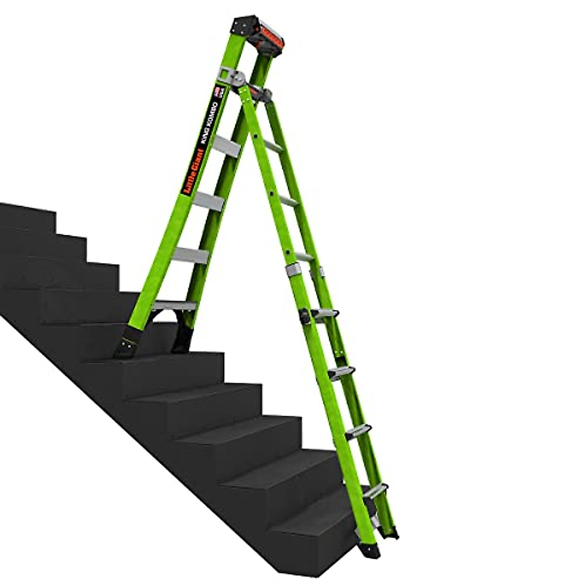 Little Giant Ladders, King Kombo 2.0 XT, Industrial, M6, 6 Ft. A Frame, 10 Ft. Extension, Fiberglass, Type 1AA, 375 lbs Weight Rating, (13936-071), Hi-viz Green