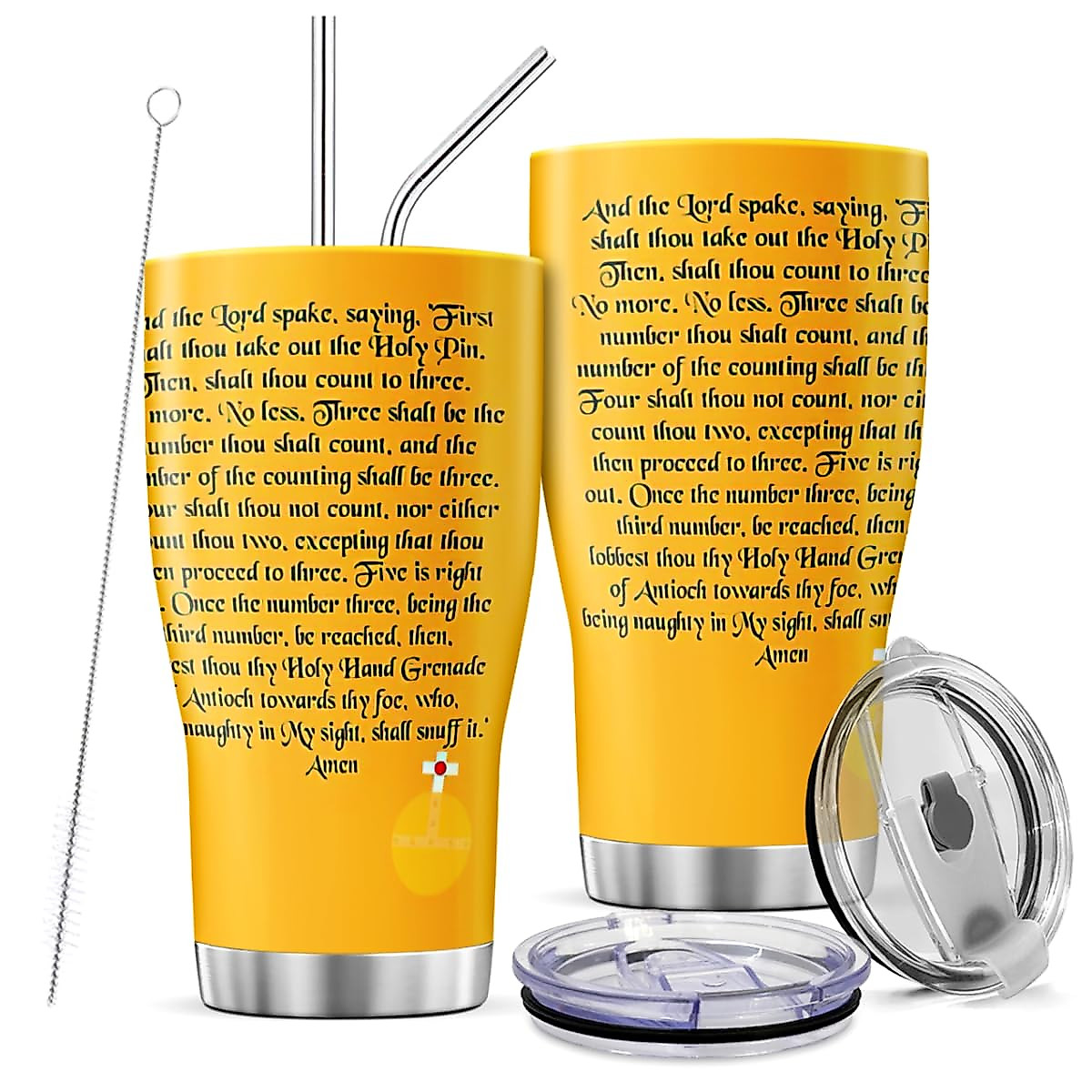 KINGGGGG Tumbler 30 Oz The with Lid and Straw Holy Insulated Hand Coffee Quote Steel Stainless