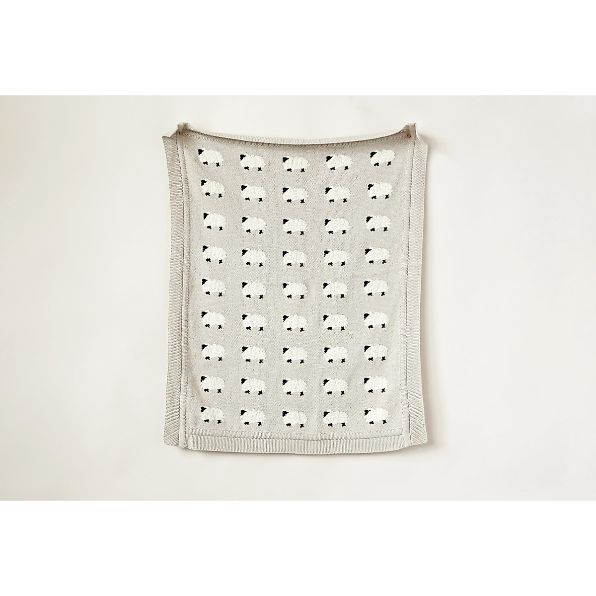 Creative Co-Op Grey Cotton Knit Sheep Blanket