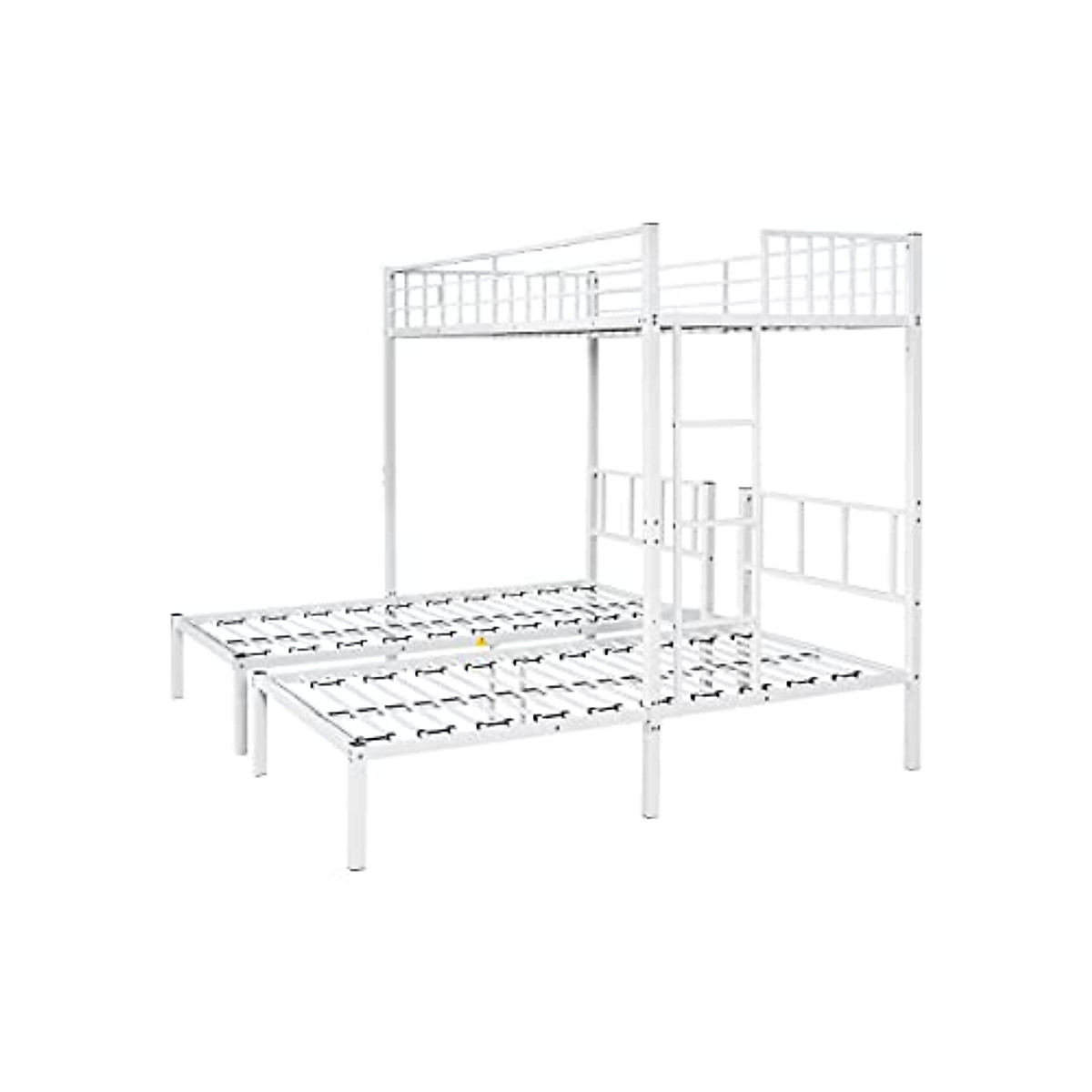 DEYOBED Twin Over Twin&Twin Metal Detachable Triple Bed Bunk Bed with Headboard for 3 Kids Teens