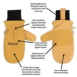 Kinco, KIN-901T-S, Premium Leather Work and Ski Mitt with Nikwax Waterproof Wax