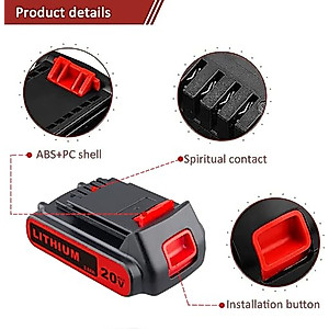 VANON 3.0Ah LBXR20 Replacement for Black and Decker 20V Lithium Battery Compatible with Black & Decker 20v Lithium Battery LB20 LBX20 LST220 LBXR2020-OPE LBXR20B-2 LB2X4020 Drill Cordless Tools 2Pack