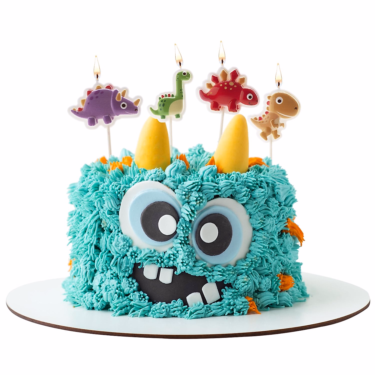 dekora - Set of 3D Dino Birthday Candles for Children's Cakes - Dinosaur Birthday Candles Children - Pack of 4