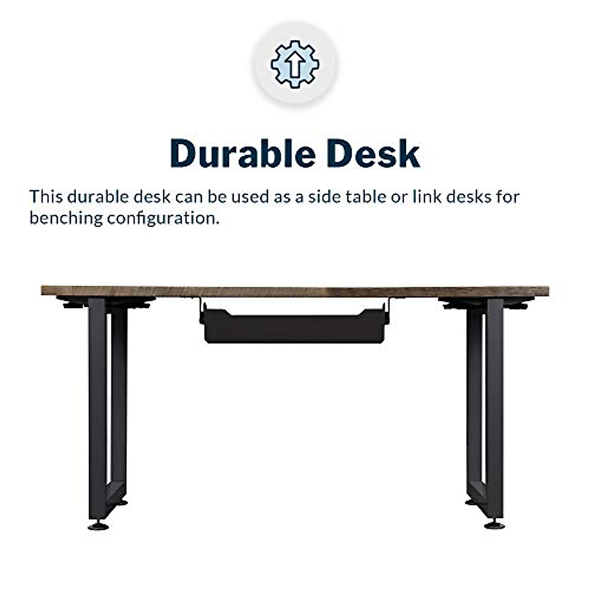 Vari Table 60x24 - Computer Desk with Durable Finish & Built-In Cable Management Tray - Modern Computer Furniture Table for Work or Home Office - Stand-Alone Workstation or Side Table (Reclaimed Wood)