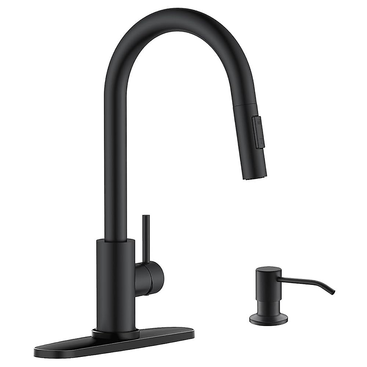 APPASO Black Kitchen Faucet with Soap Dispenser, Matte Black Kitchen Faucet with Pull Down Sprayer, 2-Mode Kitchen Sink Faucets Black, Modern Kitchen Faucet for RV/Bar Sink, Solid Stainless Steel