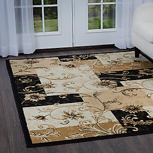 Home Dynamix Optimum Byron Area Rug, 7 ft 8 in x 10 ft 4 in, Black/Beige