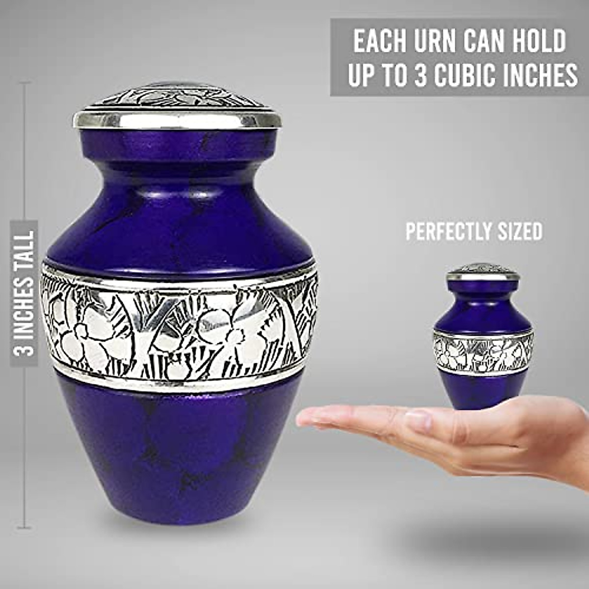 Keepsake Urns, Purple Urns Set of 6, Set of Six Keepsake Urns, Hand Crafted in India by Small Family Business.