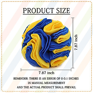 WishLotus Dog Snuffle Ball, Interactive Dog Toys Ball, Dog Brain Stimulating Puzzle Toys for Dogs, Enrichment Game Feeding Mat Slow Feeder Stress Relief Toy (Yellow+Blue)