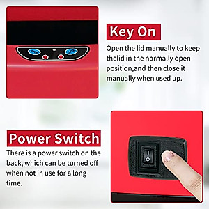 BLKMTY 13-Gallon Stainless Steel Trash Can with Lid, Red, 50L