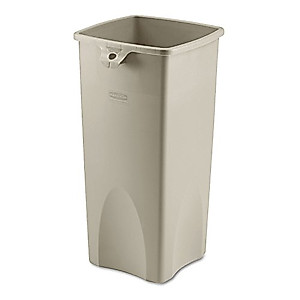 Rubbermaid Commercial Square Waste Container, 30.9" x 15.5" x 16.5", Beige