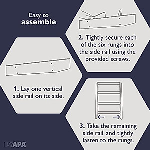 Ilyapa Blanket Ladder for The Living-Room - Rustic Decorative Quilt Ladder with Folding Construction for Easy Storage, Brown Weathered Wood