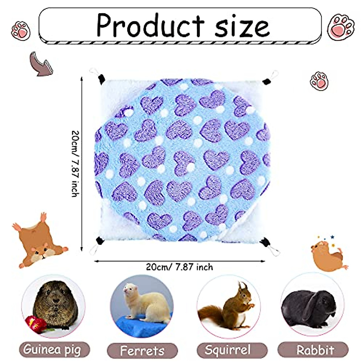 2 Pieces Small Guinea Pig Rat Hammock Guinea Pig Hamster Ferret Hanging Hammock Toys Bed for Small Animals Chinchilla Parrot Sugar Glider Ferret Squirrel Playing