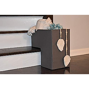 Stair Basket - Gray Staircase Storage Organizer with Board Divider & Handles - Step Container to Store Laundry, Toys & Household Items - Durable, Foldable, Easy to Carry