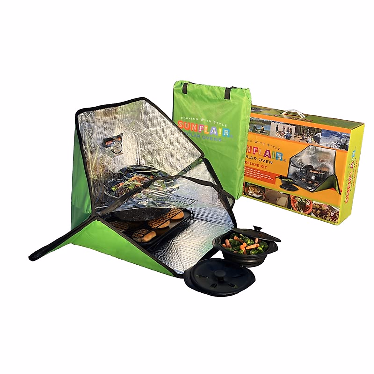 Sunflair Portable Solar Oven Deluxe with Complete Cookware, Dehydrating Racks, and Thermometer - Great for Camping, Outdoor Activities