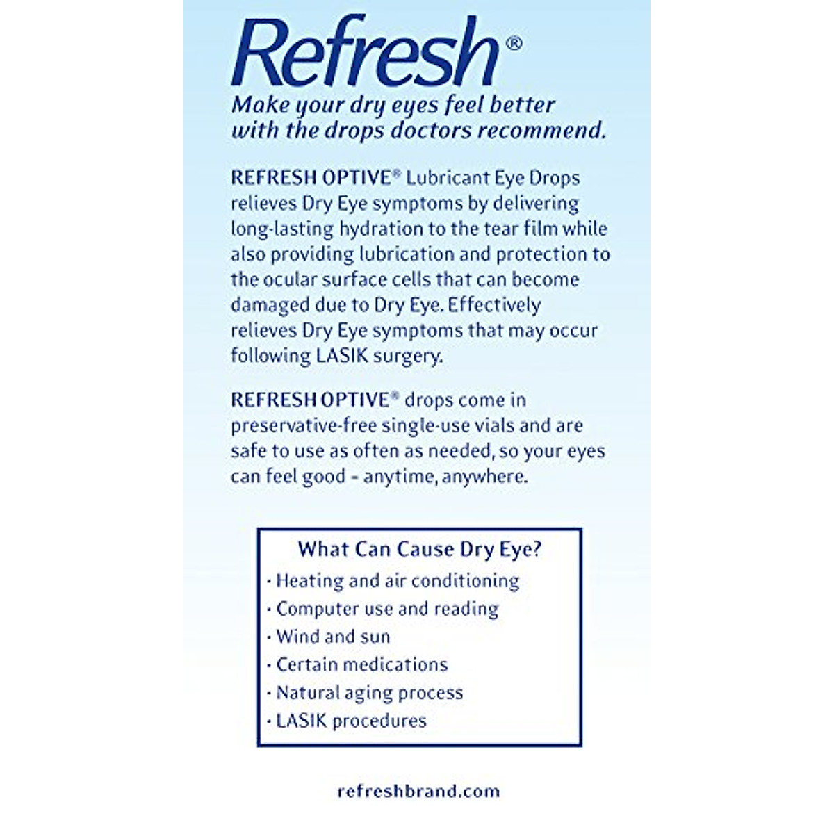 Refresh Optive Lubricant Eye Drops, Preservative-Free, 0.01 Fl Oz Single-Use Containers, 60 Count