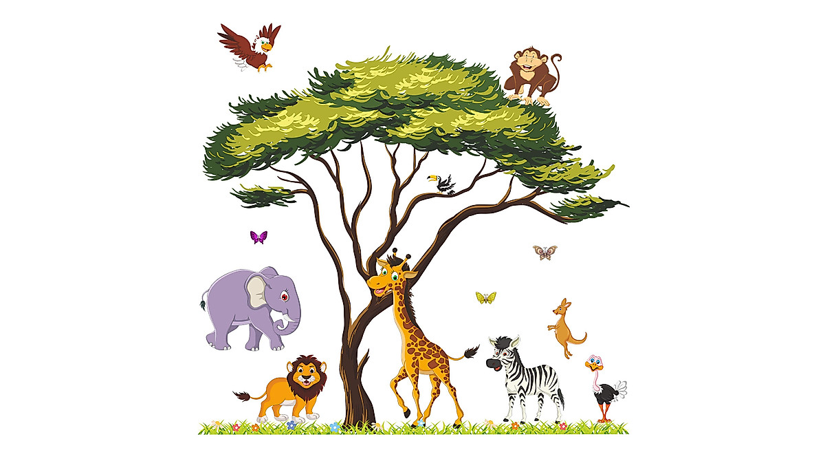 RW-1074 Jungle Animal Wall Decals for Kids' Rooms