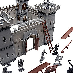 CfoPiryx Medieval Castle Toys,Knight Game Soldier Model Building Accessories, DIY Assembled Castle Model Set,Playset Gifts