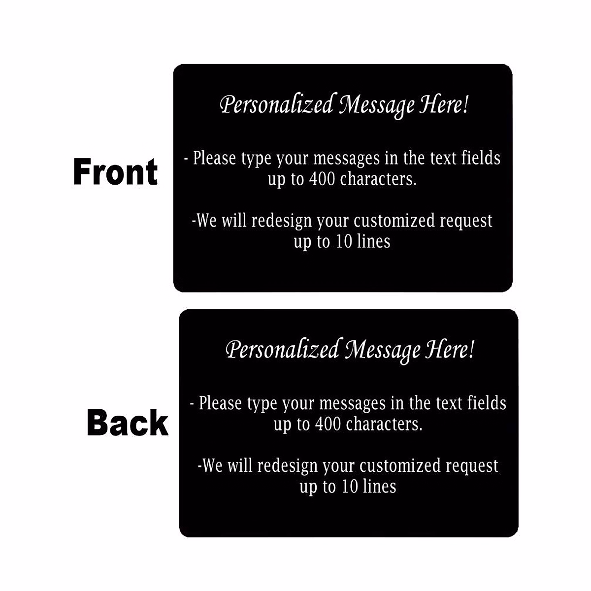 Personalized Message Text Engraved Metal Wallet Card,Wallet Inserts, Love Note, Deployment Card (Custom Quote)