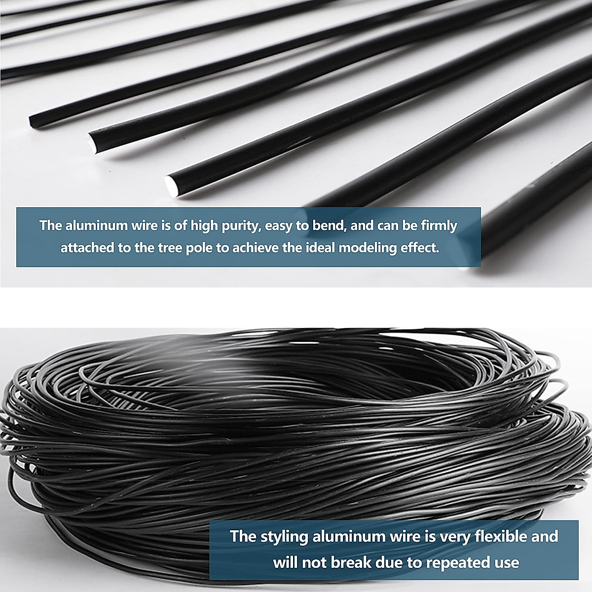 SHHMA Bonsai Wire Aluminum Wire for Bonsai Trees Suitable for Hand Potted Plants, Black, Weight 500G,Diameter:6mm