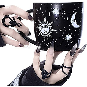 Rogue + Wolf Coffee Mug (Celestial) Halloween Decor Spooky Gifts Ghost Cool Mugs for Women & Men Witch Goth Accessories Hocus Pocus Gothic Witchy Witchcraft Supplies Tea Creepy Cup - 14.2oz / 420ml