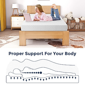 IULULU 6 Inch Twin Size Memory Foam Mattress, Bed in a Box Green Tea Gel Infused Mattresses, Breathable Removable Quilted Cover, Medium Firm, CertiPUR-US,White