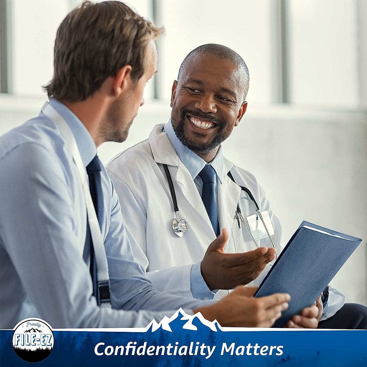 FILE-EZ Two-Pocket Folders, Dark Blue, 25-Pack, Textured Paper, Letter Size (EZ-32523)