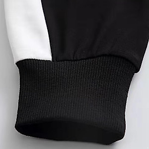 YEAHDOR Kids Boys 2 Piece Tracksuit Set Long Sleeve Hoodies Sweatshirt and Sweatpants Outfit Sport Athletic Activewear Black & white 7-8 Years