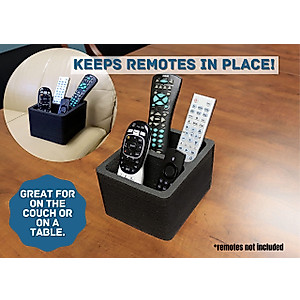 Polar Whale Remote Control Holder Stylish Storage Tray for Sofa Bed Couch Floor Car RV Lounge TV Room Desk or Table Durable Black Foam 2 Compartments 7.5 x 6 Inches